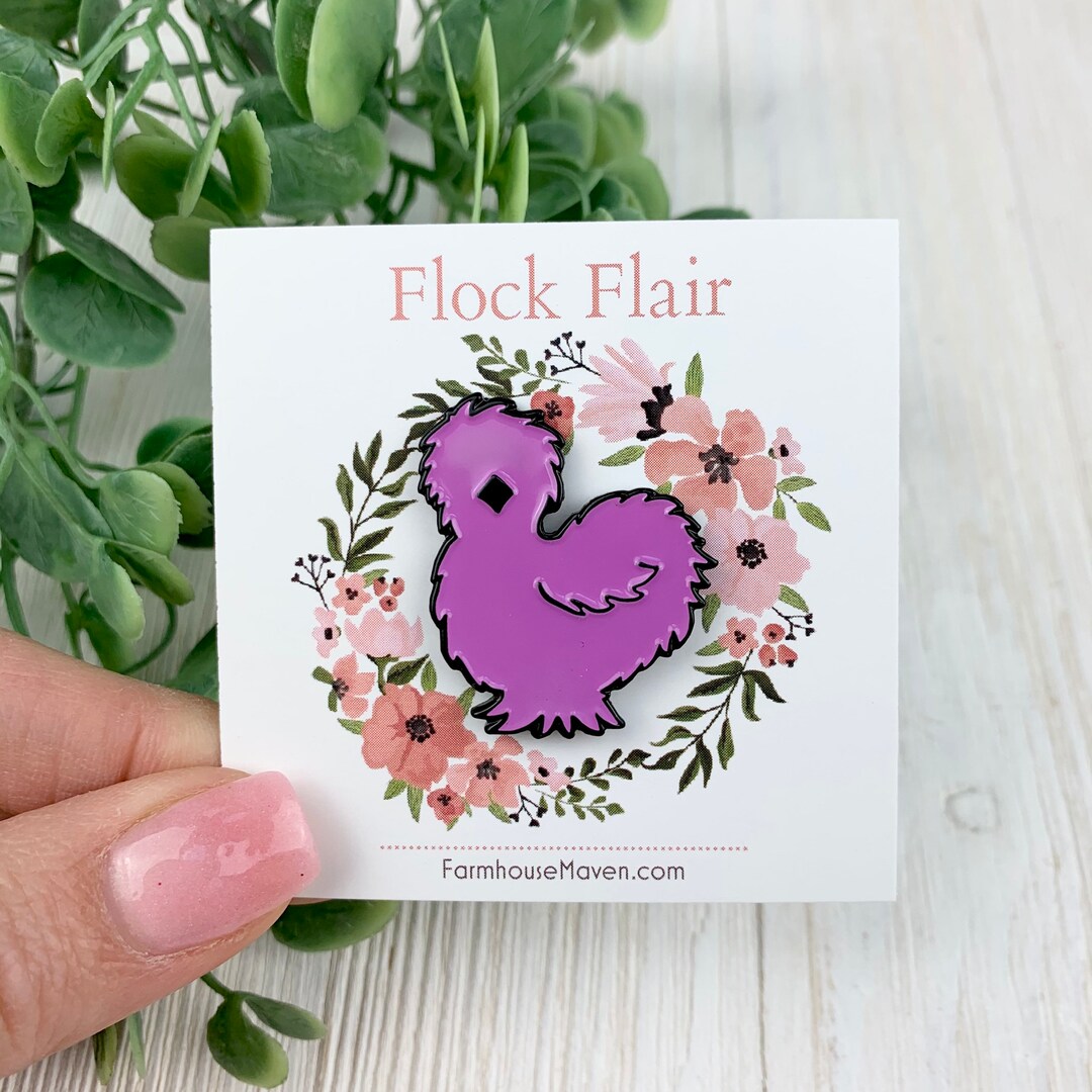 Enamel Chicken Pin - Cute Chicken Pin - Purple Silkie Chicken - Farm ...