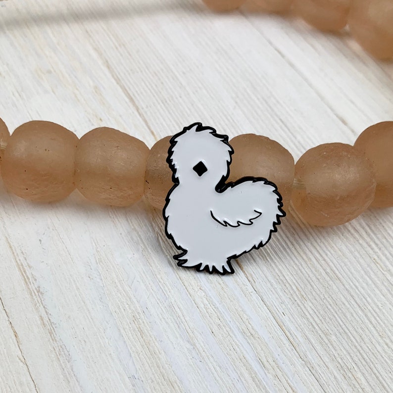 Enamel Chicken Pin Cute Chicken Pin white Silkie Chicken - Etsy