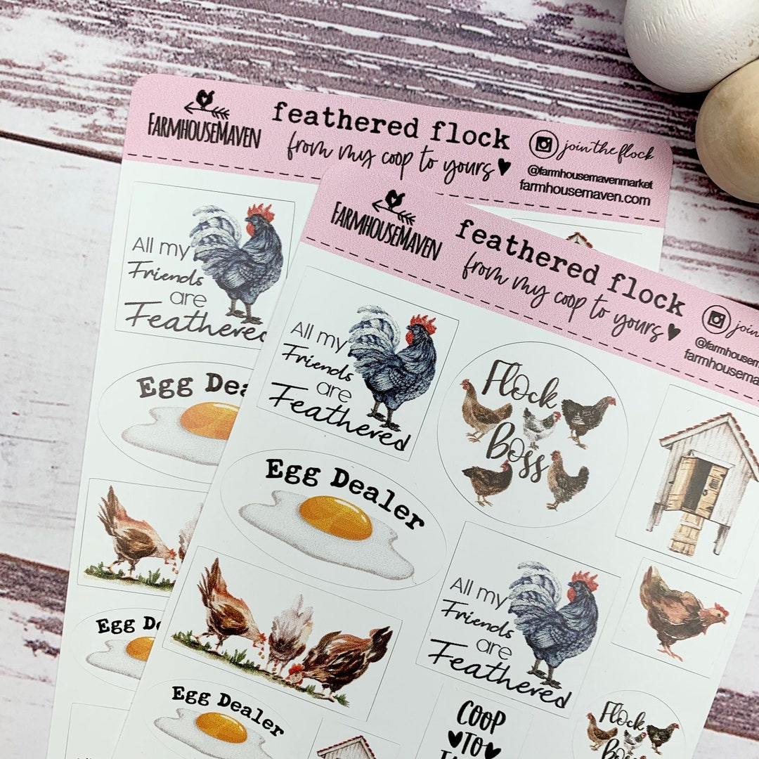 Feathered Flock Stickers - Cute Chicken Stickers - Chicken Planner ...