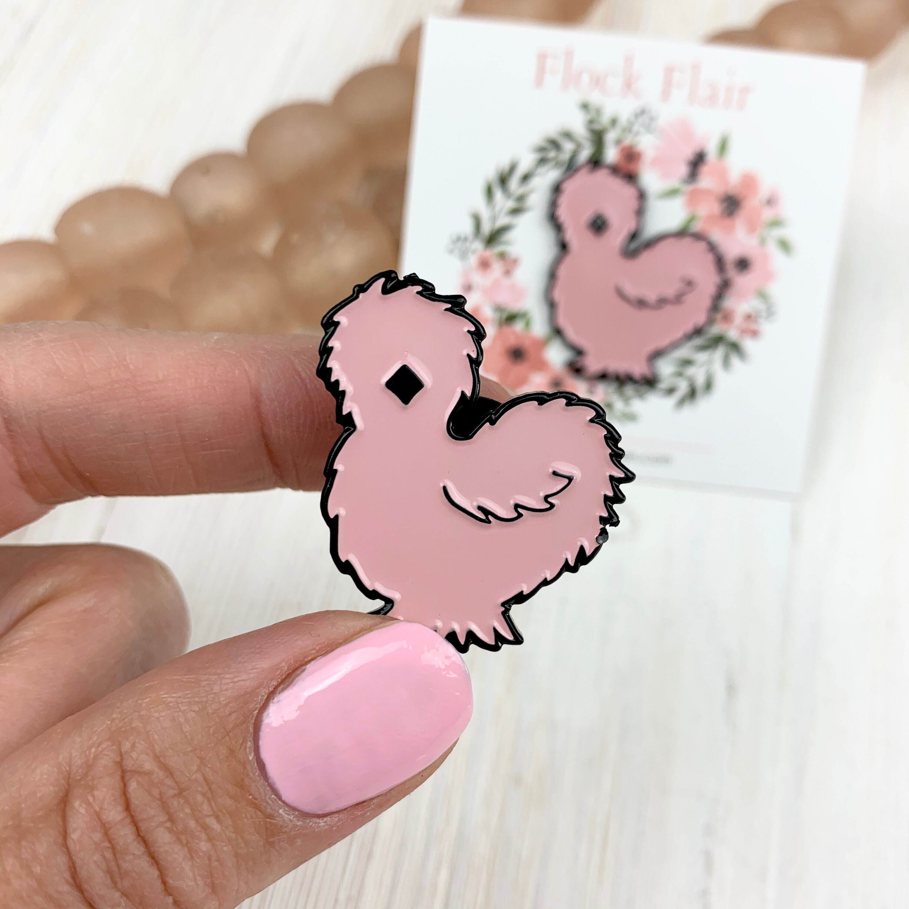 Enamel Chicken Pin Cute Chicken Pin Pink Silkie Chicken - Etsy