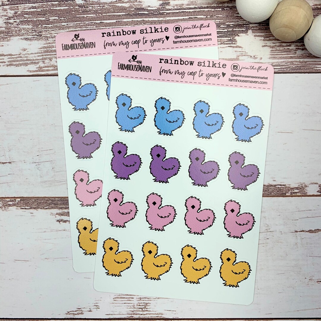 Rainbow Silkie Chicken Stickers Free Shipping Egg Carton Stickers ...