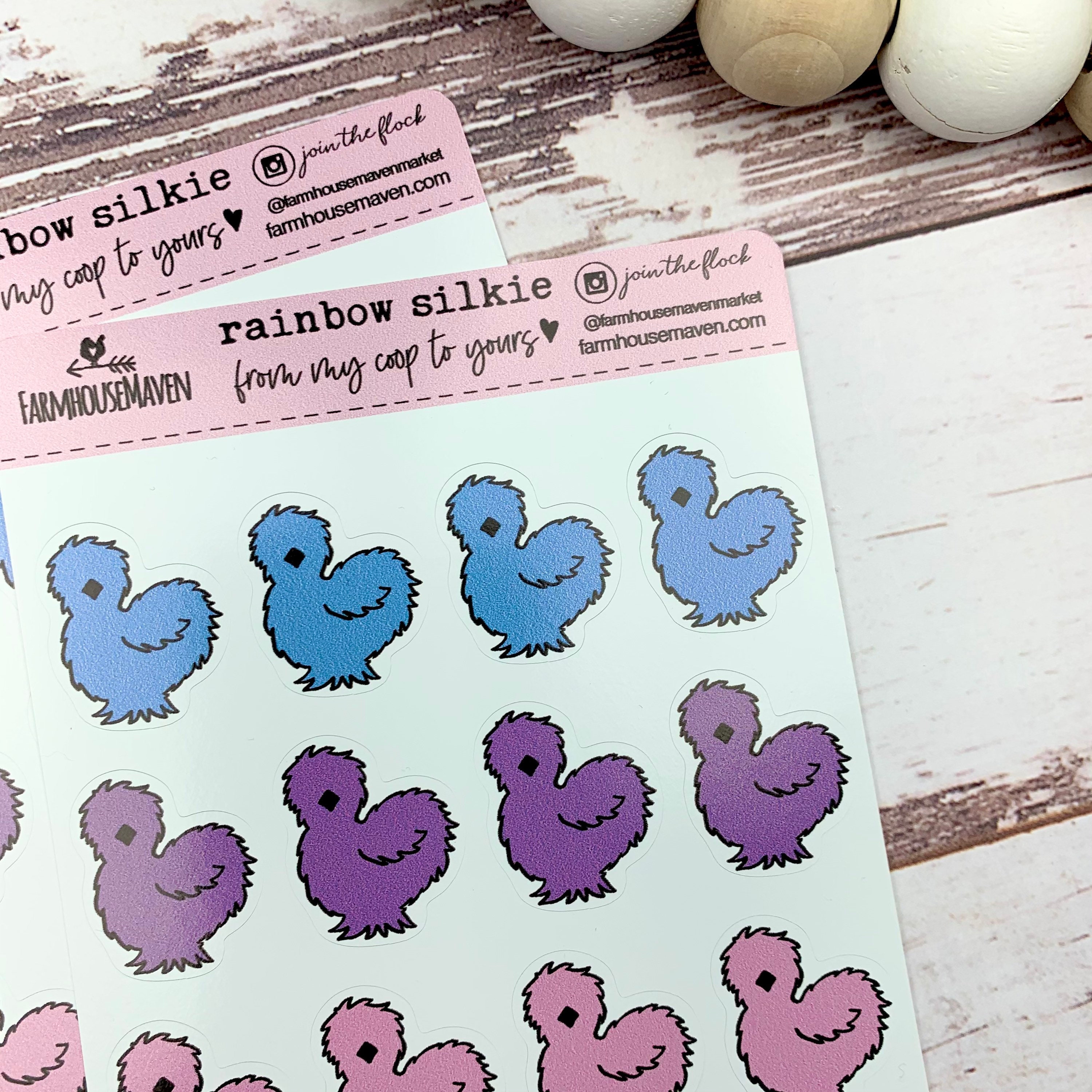 Rainbow Silkie Chicken Stickers Free Shipping Egg Carton | Etsy