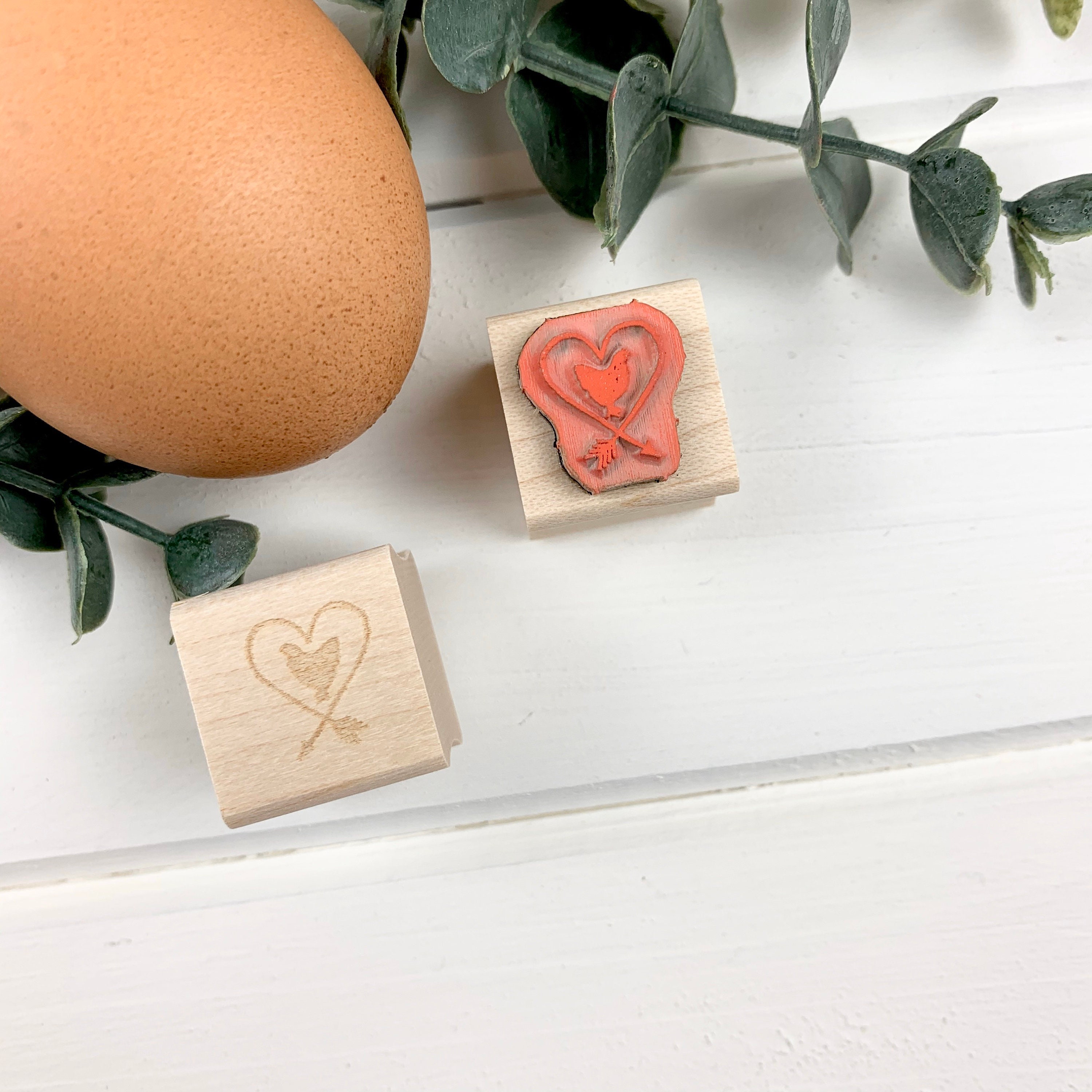 Mini Egg Stamp Chicken in an Arrow Heart Egg Stamps Cute - Etsy
