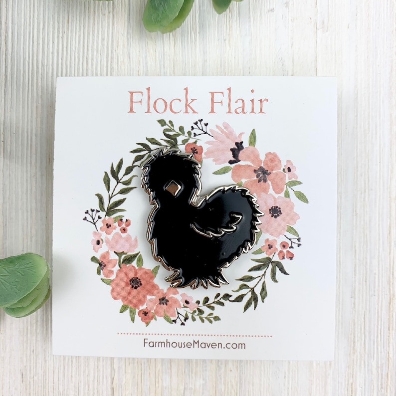 Enamel Chicken Pin Cute Chicken Pin Black Silkie Chicken - Etsy