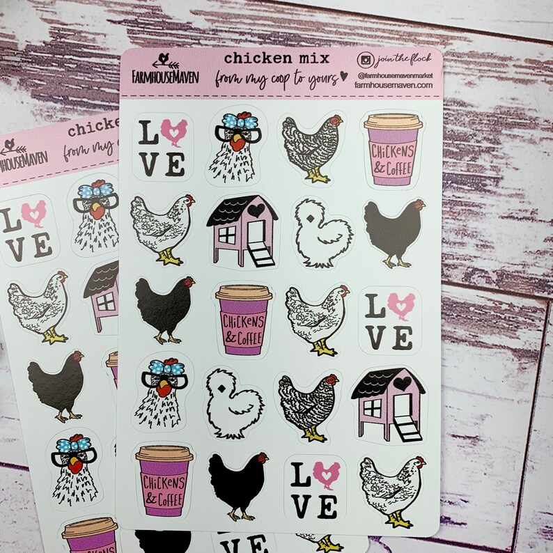So Cute Chicken Lover Stickers- Egg Carton Stickers - Black and White ...