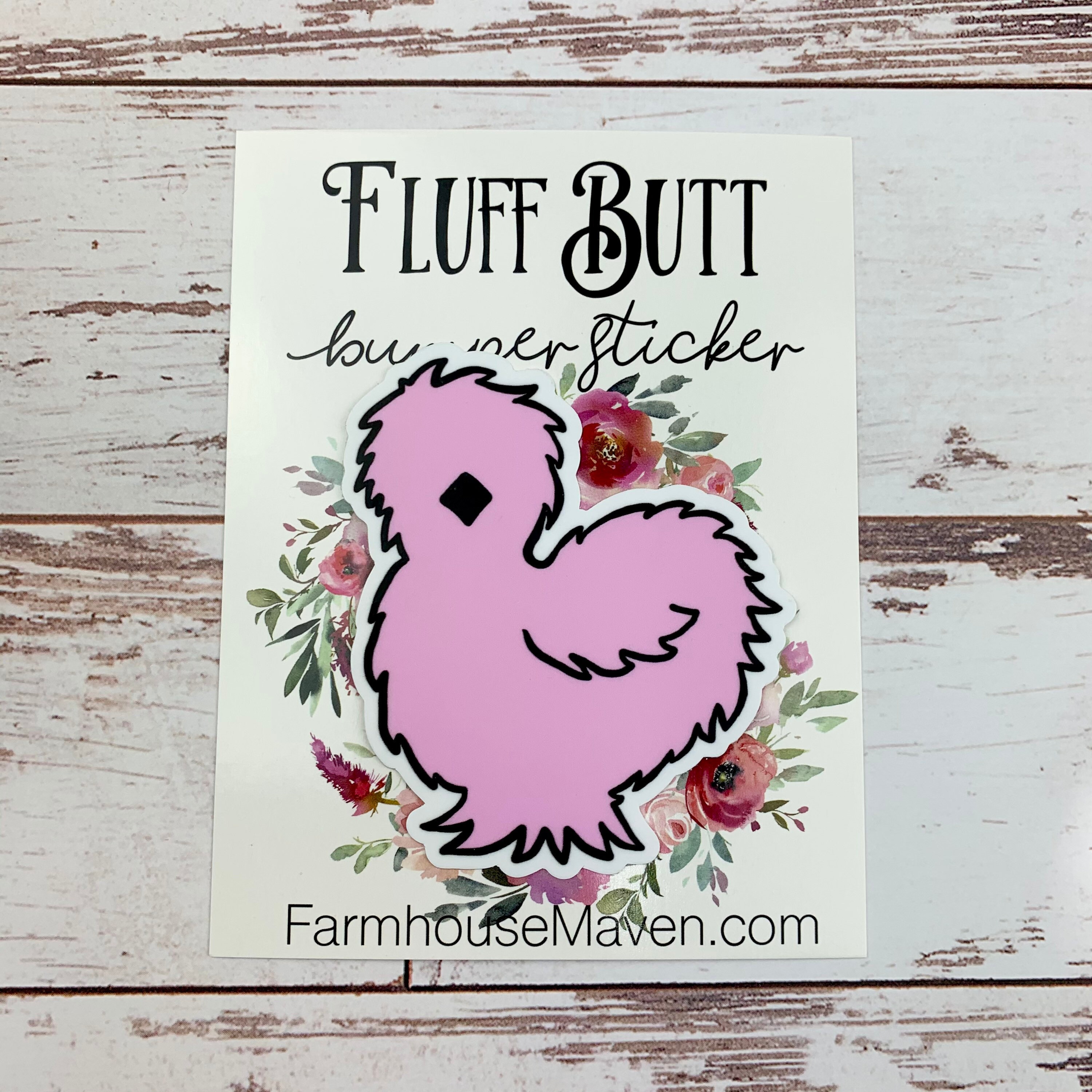 Pink Silkie Bumper Sticker - Chicken Sticker - Chicken Coop Sticker ...