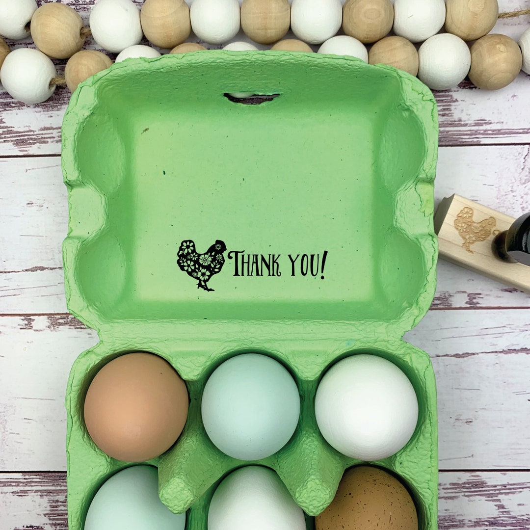 Thank You Egg Carton Stamp - Flower Chicken Thank You Farm Fresh Egg ...
