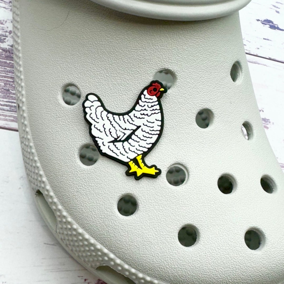 FREE SHIPPING Chicken Croc Charms Croc Fashion Backyard Chickens Barred Rock Chicken Shoe Charm ...