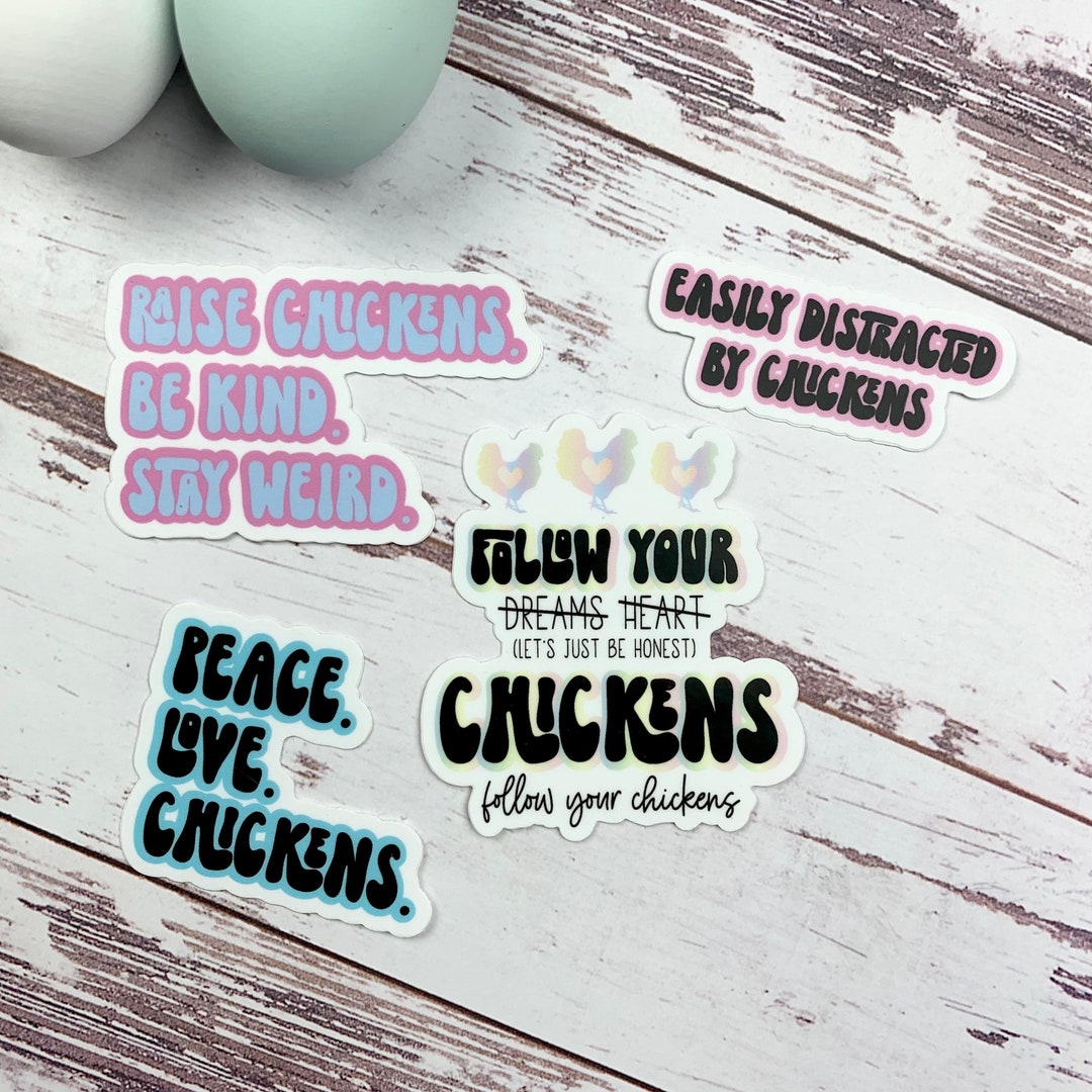 Set of 4 Chicken Stickers - Chicken Bumpersticker - Hen Sticker ...