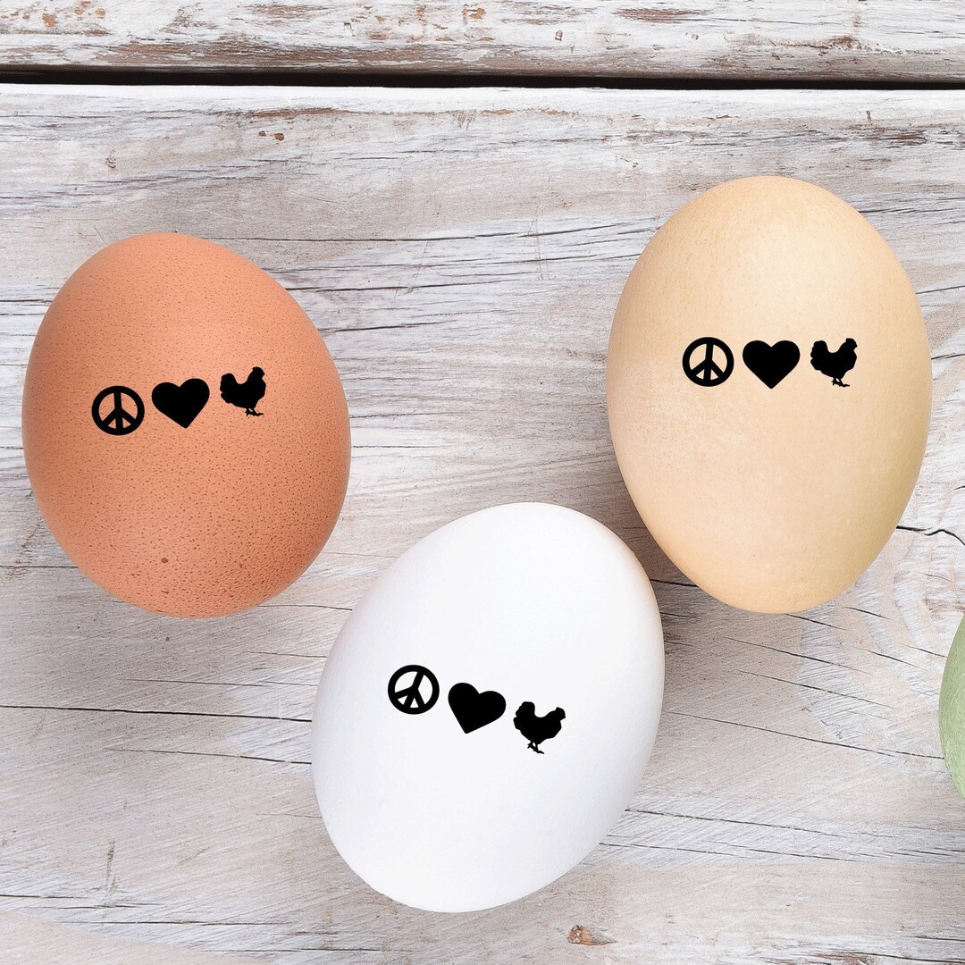 Mini Egg Stamp - Peace Love Chickens - Egg Stamp - Chickens - Chicken ...