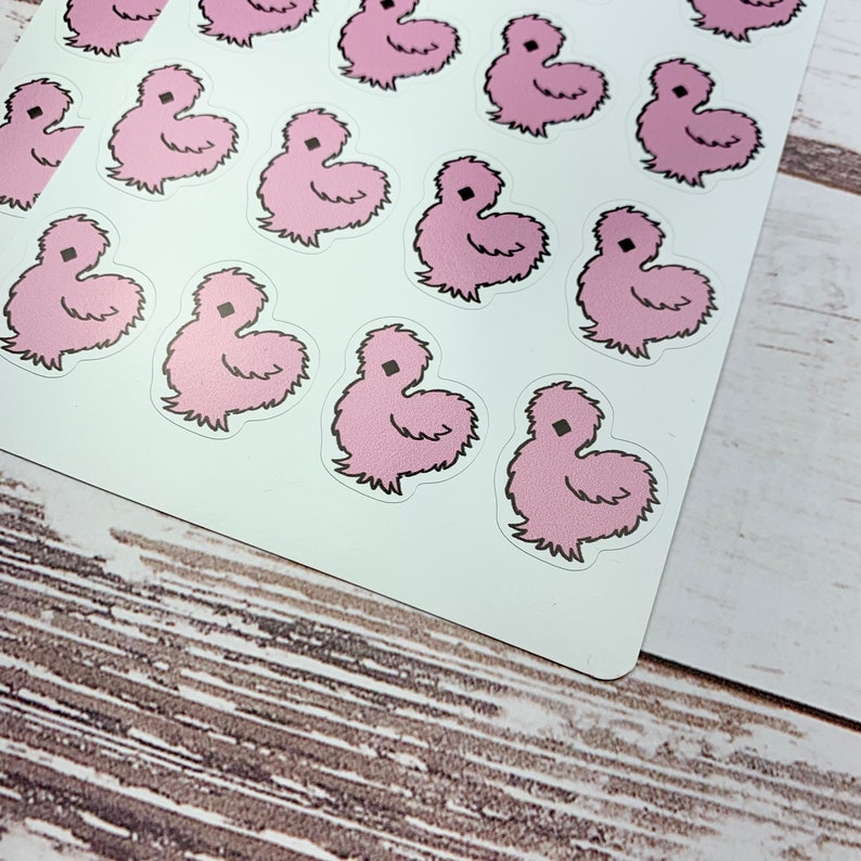 Silkie Stickers - Pink Silkie - Egg Carton Stickers - Chicken Planner ...
