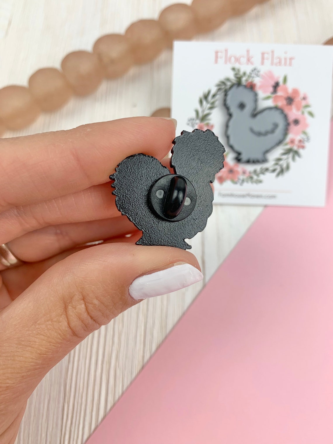 Enamel Chicken Pin Cute Chicken Pin Gray Silkie Chicken | Etsy