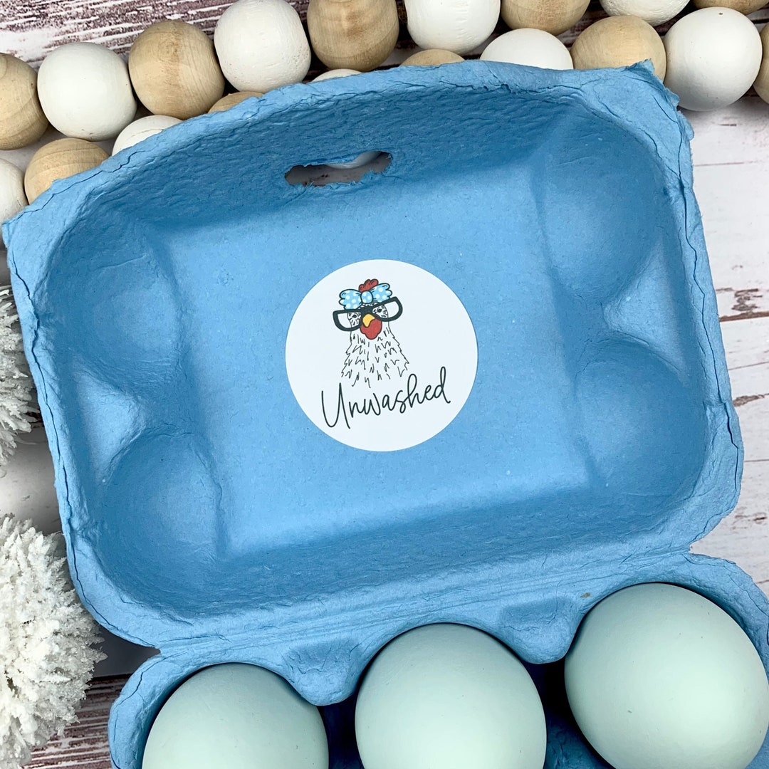 Unwashed Eggs Sticker - Egg Carton Label - Funny Chicken Face - Fresh ...