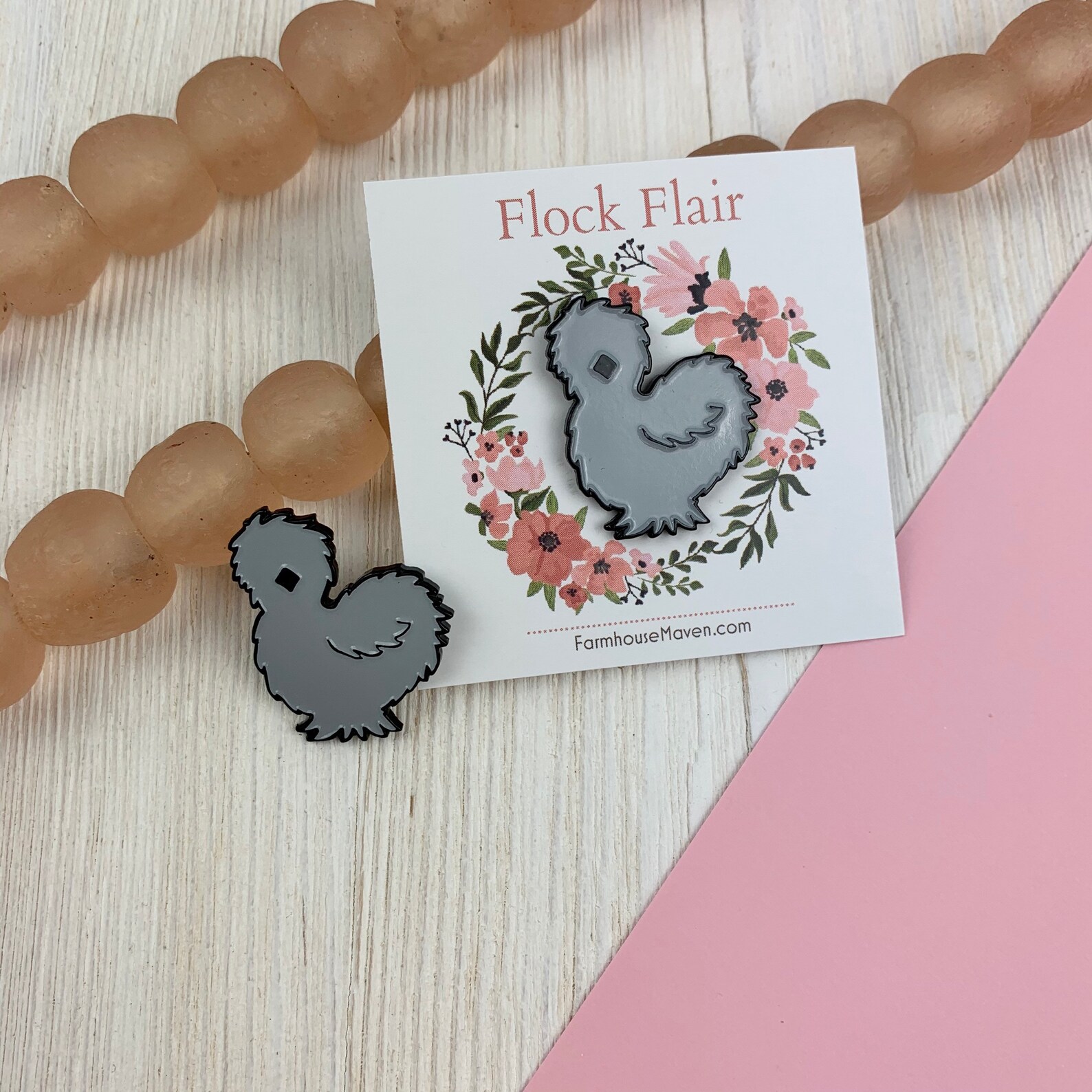 Enamel Chicken Pin Cute Chicken Pin Gray Silkie Chicken | Etsy