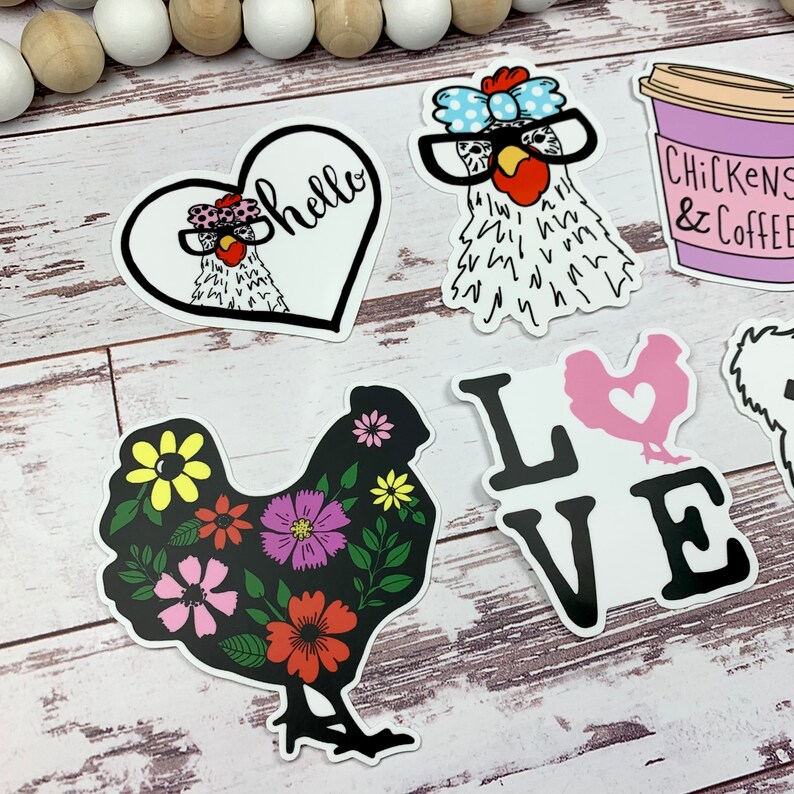 Cute Chicken Sticker Set - Farmhouse Style, Laptop Decals (set of 6) - Etsy
