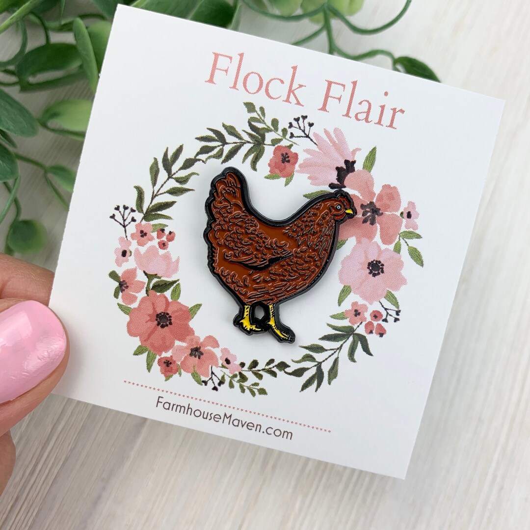 Enamel Chicken Pin - Cute Chicken Pin - Rhode Island Red - Hen Pin ...
