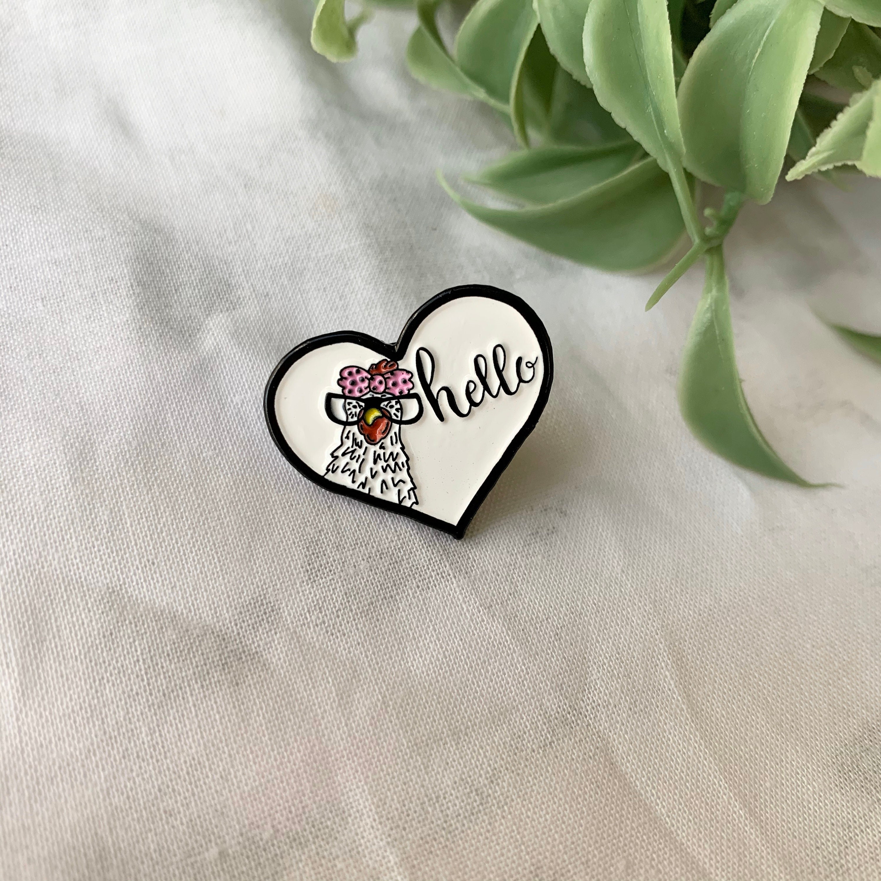 Enamel Chicken Pin - Cute Chicken Pin - Hello Chicken Pin ...