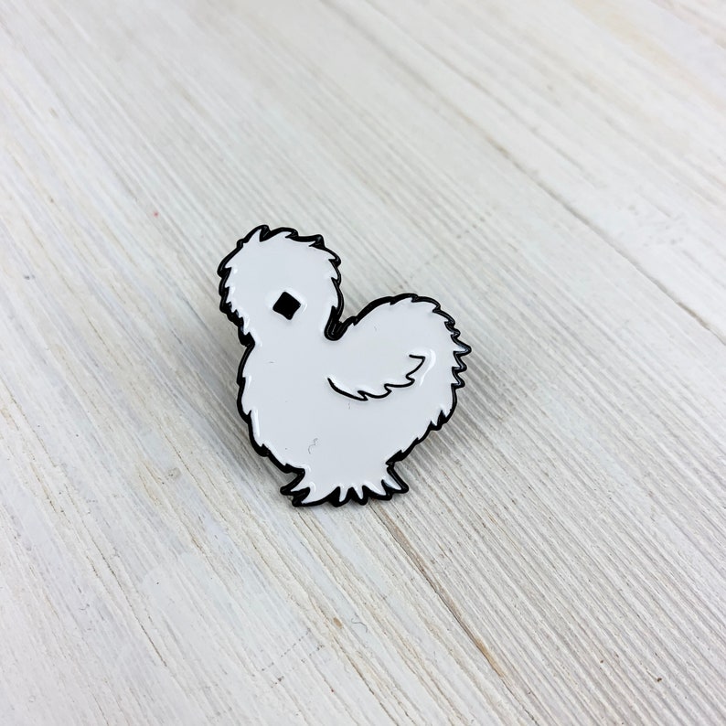 Enamel Chicken Pin Cute Chicken Pin white Silkie Chicken - Etsy