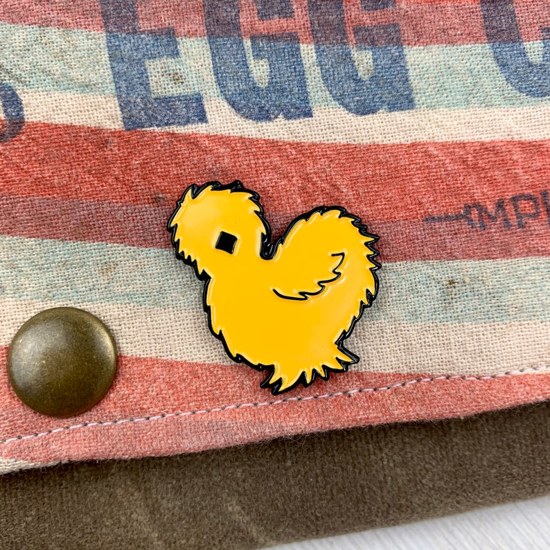 Golden Silkie Chicken Pin - Cute Chicken Pin - Yellow Silkie Chicken ...