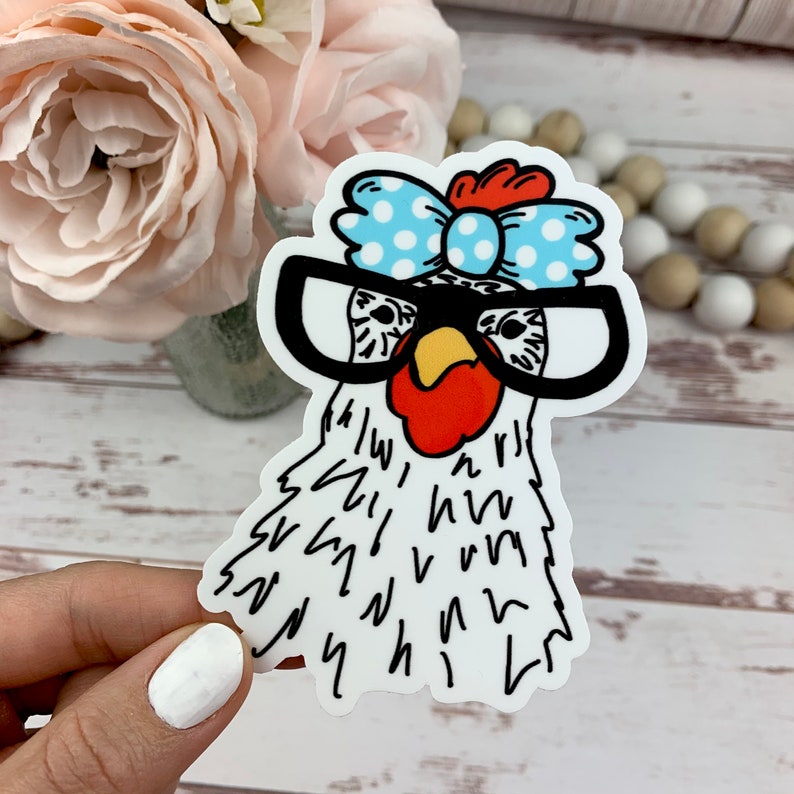 Chicken Face Bumper Sticker - Chicken Sticker - Chicken Coop Sticker ...