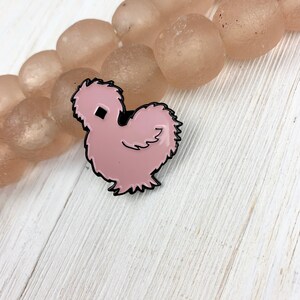 Enamel Chicken Pin - Cute Chicken Pin - Pink Silkie Chicken - Farm Pin ...