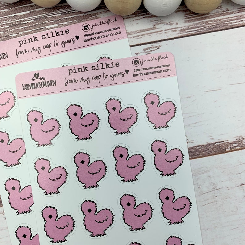Silkie Stickers - Pink Silkie - Egg Carton Stickers - Chicken Planner ...