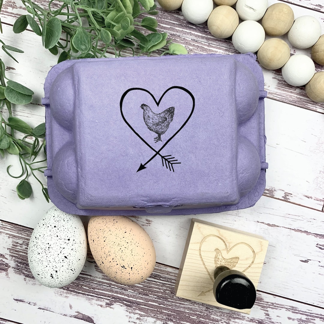 Chicken Arrow Heart Egg Carton Stamp - Backyard Chickens - Custom Egg ...