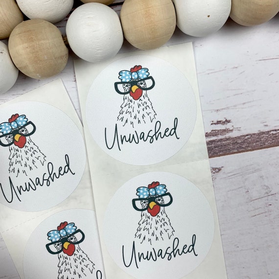 Unwashed Eggs Sticker Egg Carton Label Funny Chicken Face - Etsy
