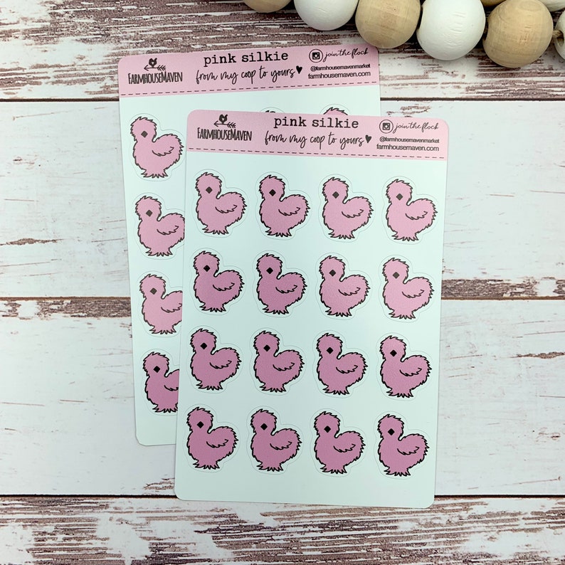 Silkie Stickers - Pink Silkie - Egg Carton Stickers - Chicken Planner ...