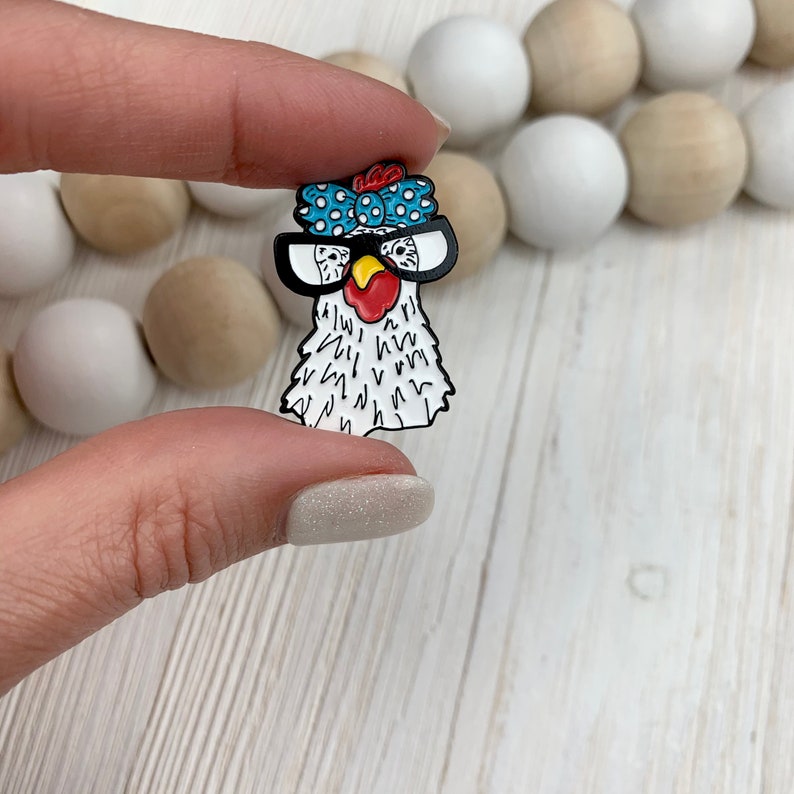 Enamel Chicken Pin Cute Chicken Pin Chicken Face With | Etsy