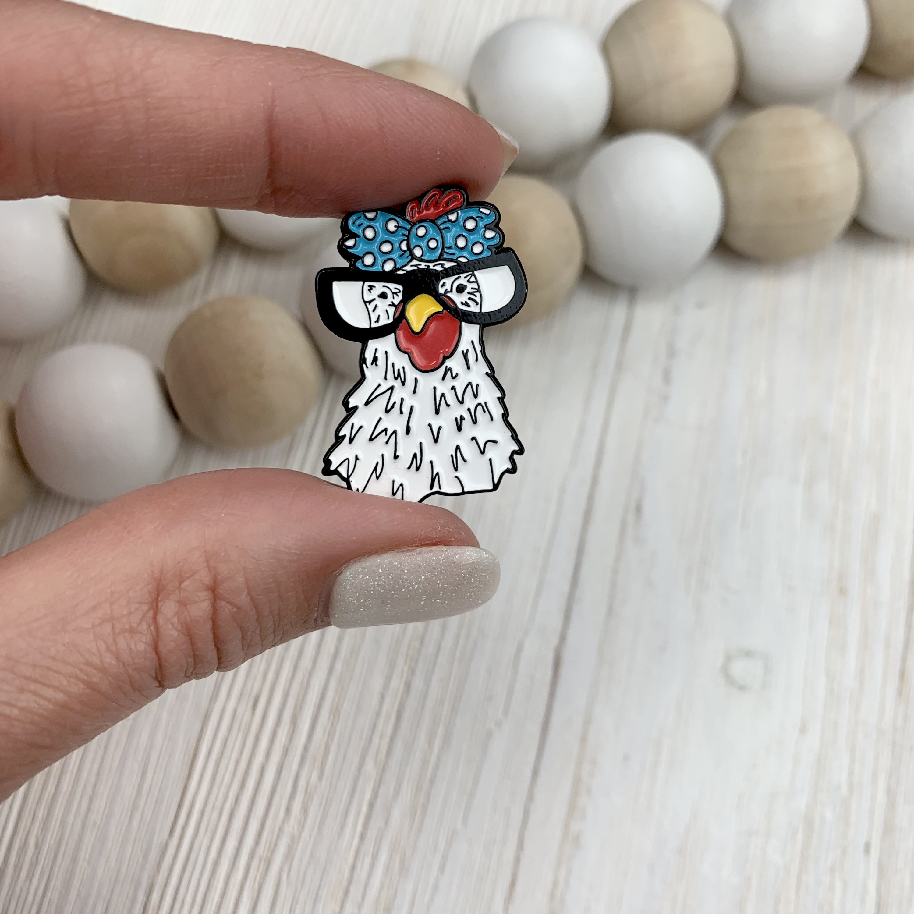 Enamel Chicken Pin - Cute Chicken Pin - Chicken Face With Glasses ...