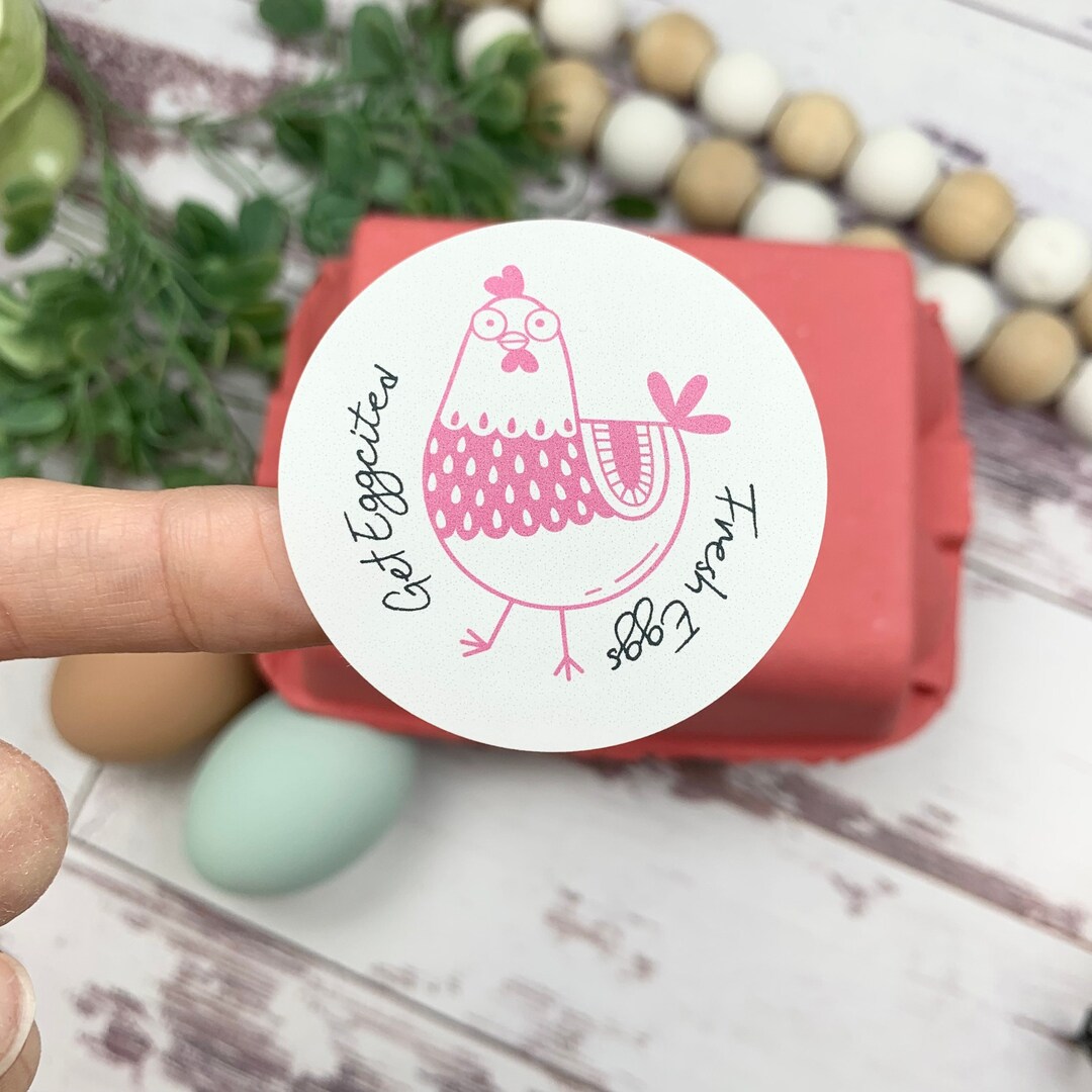 Get Eggcited Egg Carton Sticker - Funny Chicken Sticker - Eggs for Sale ...