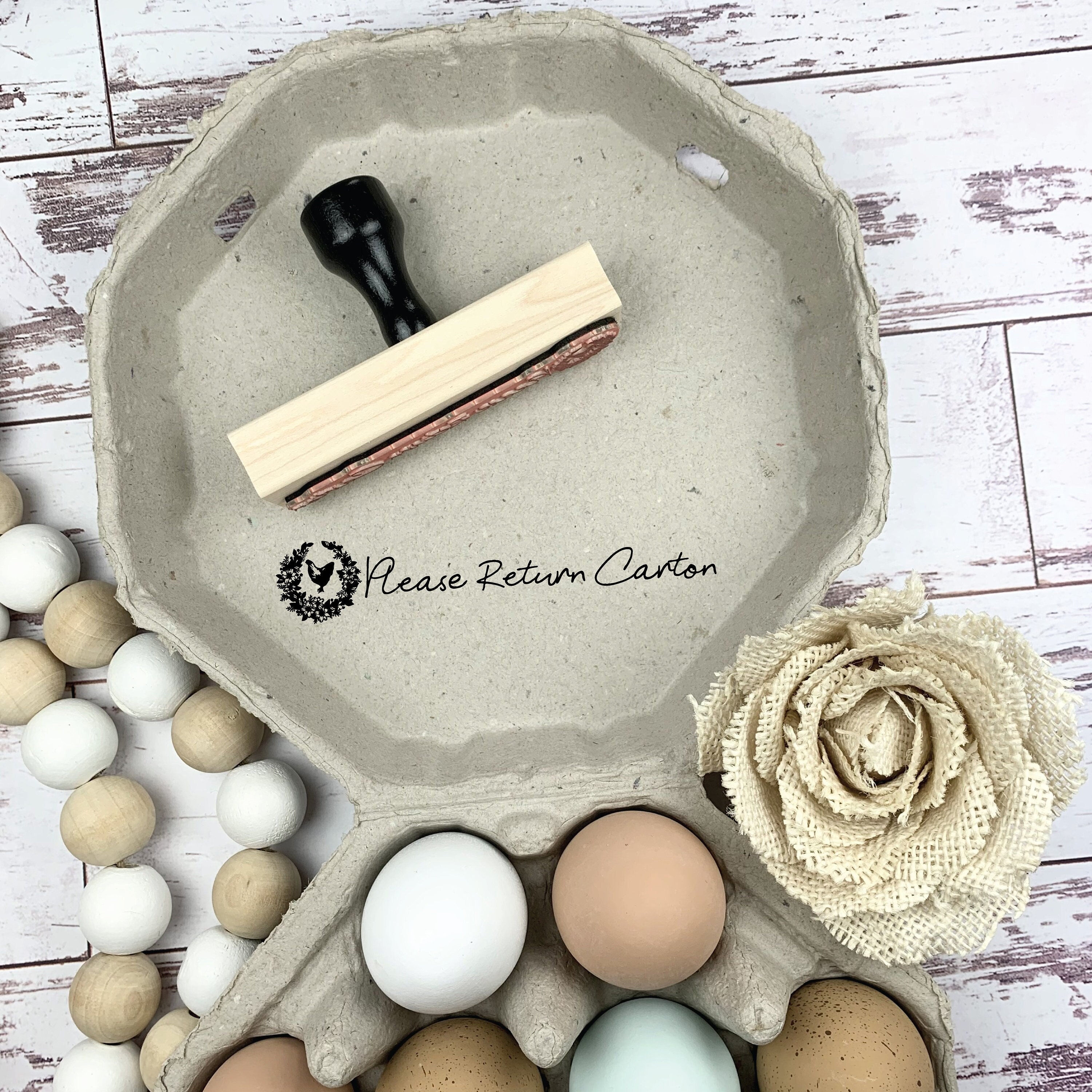 Please Return Clean Carton Egg Carton Stamp Fresh Eggs | Etsy