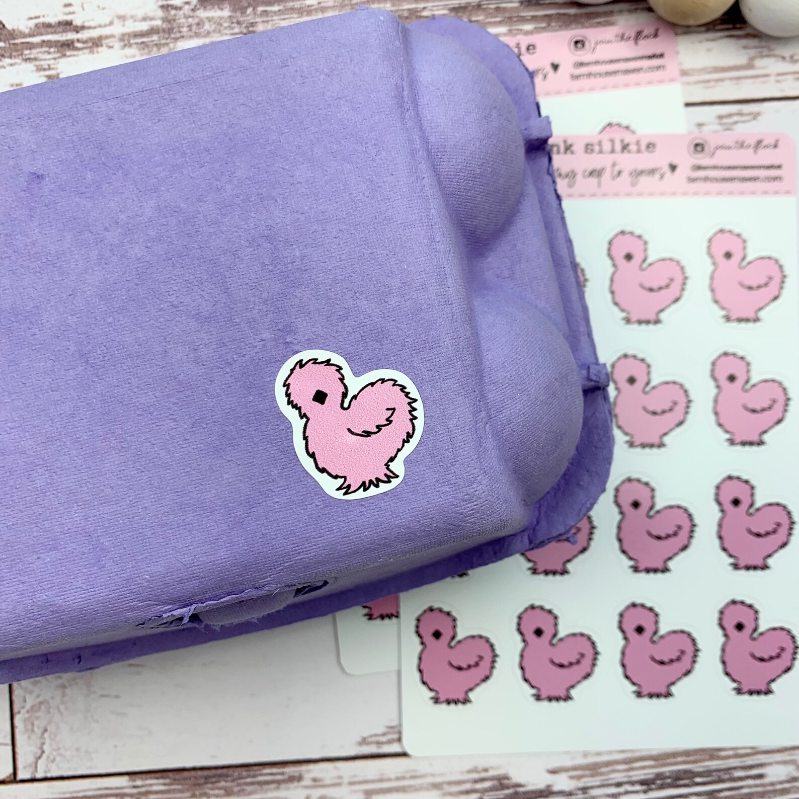 Silkie Stickers - Pink Silkie - Egg Carton Stickers - Chicken Planner ...
