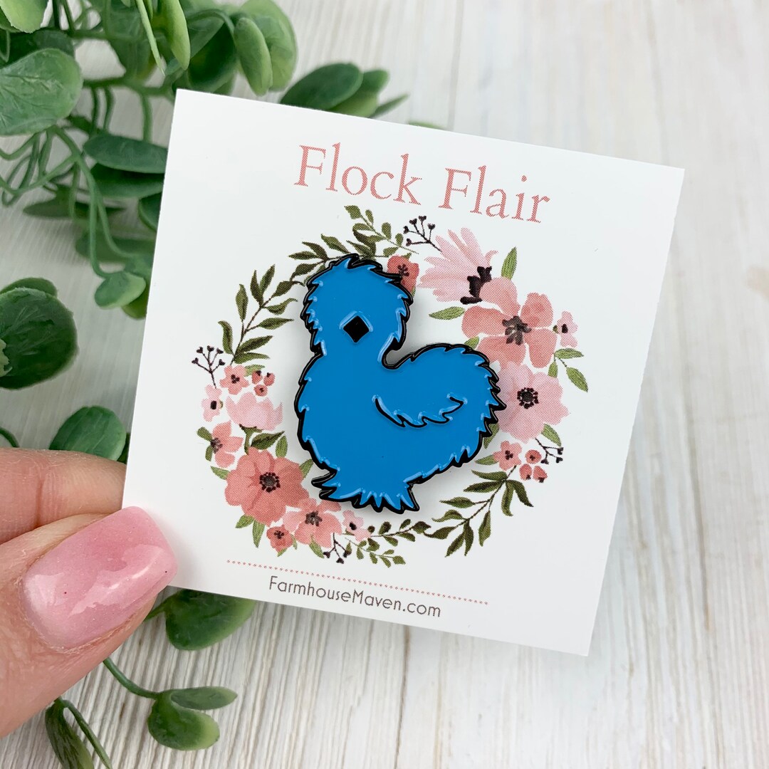 Enamel Chicken Pin - Cute Chicken Pin - Blue Silkie Chicken - Gift Idea ...