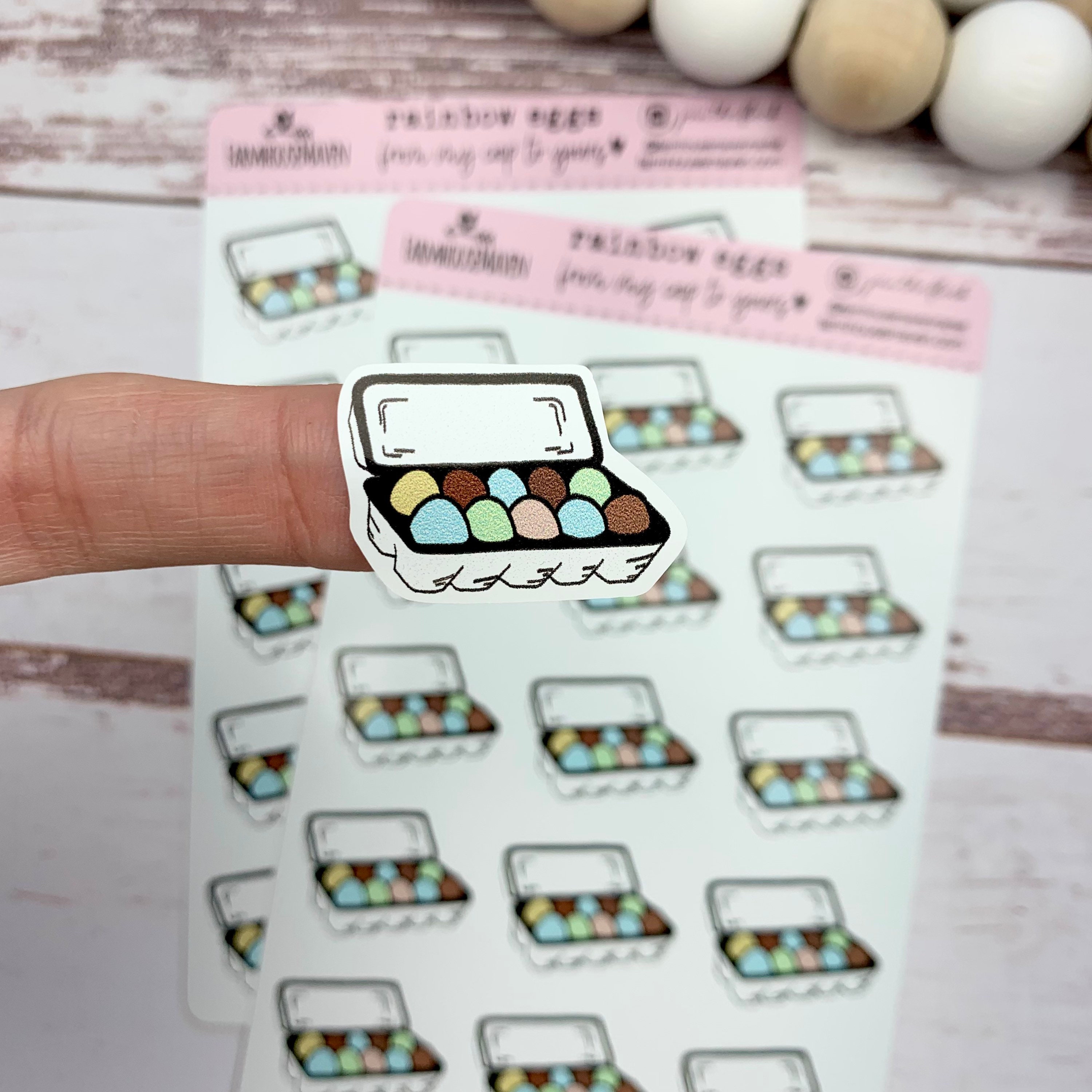 Rainbow Egg Stickers Free Shipping Egg Carton Stickers - Etsy