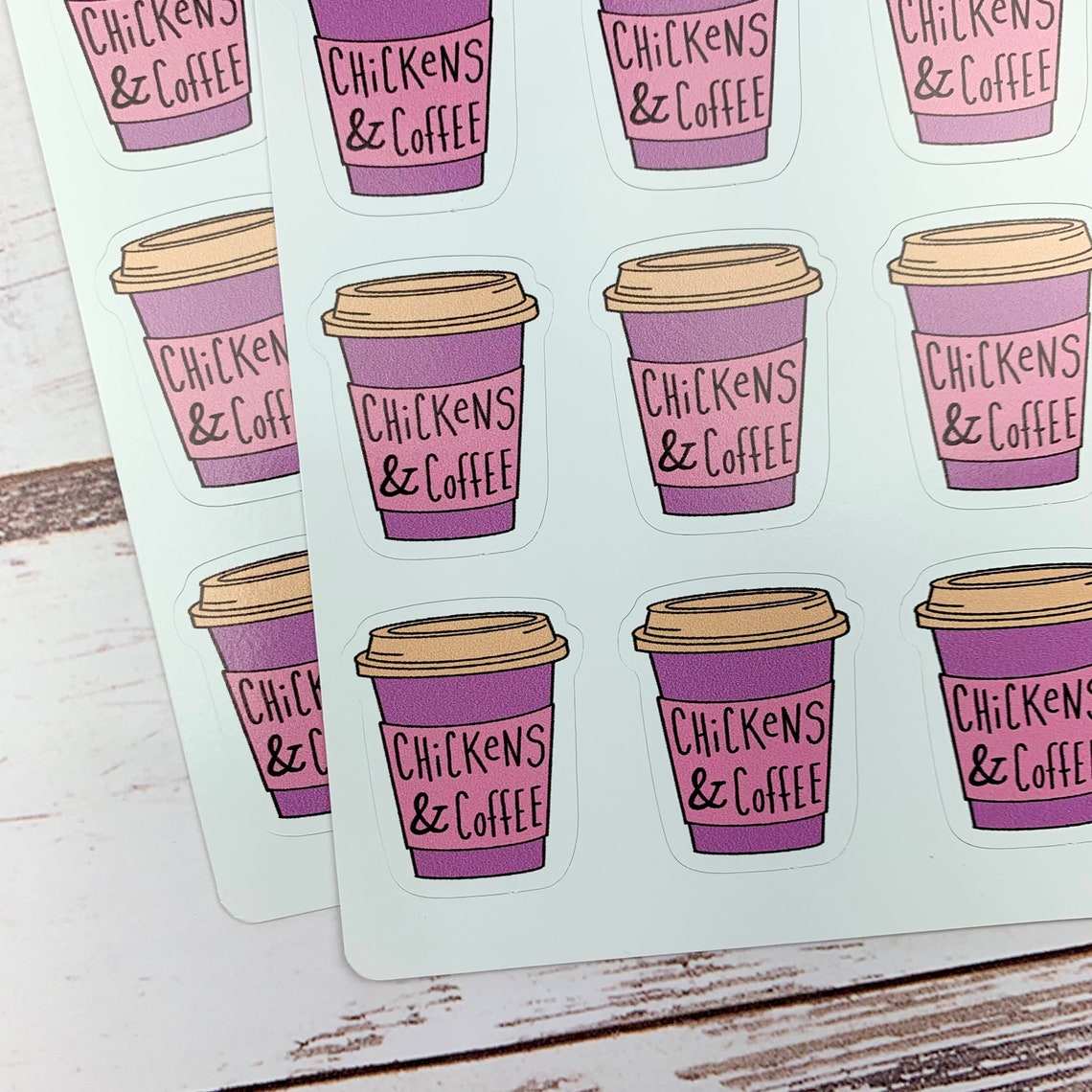 Chickens and Coffee Stickers - Cute Chicken Stickers - Farm Fresh Eggs ...