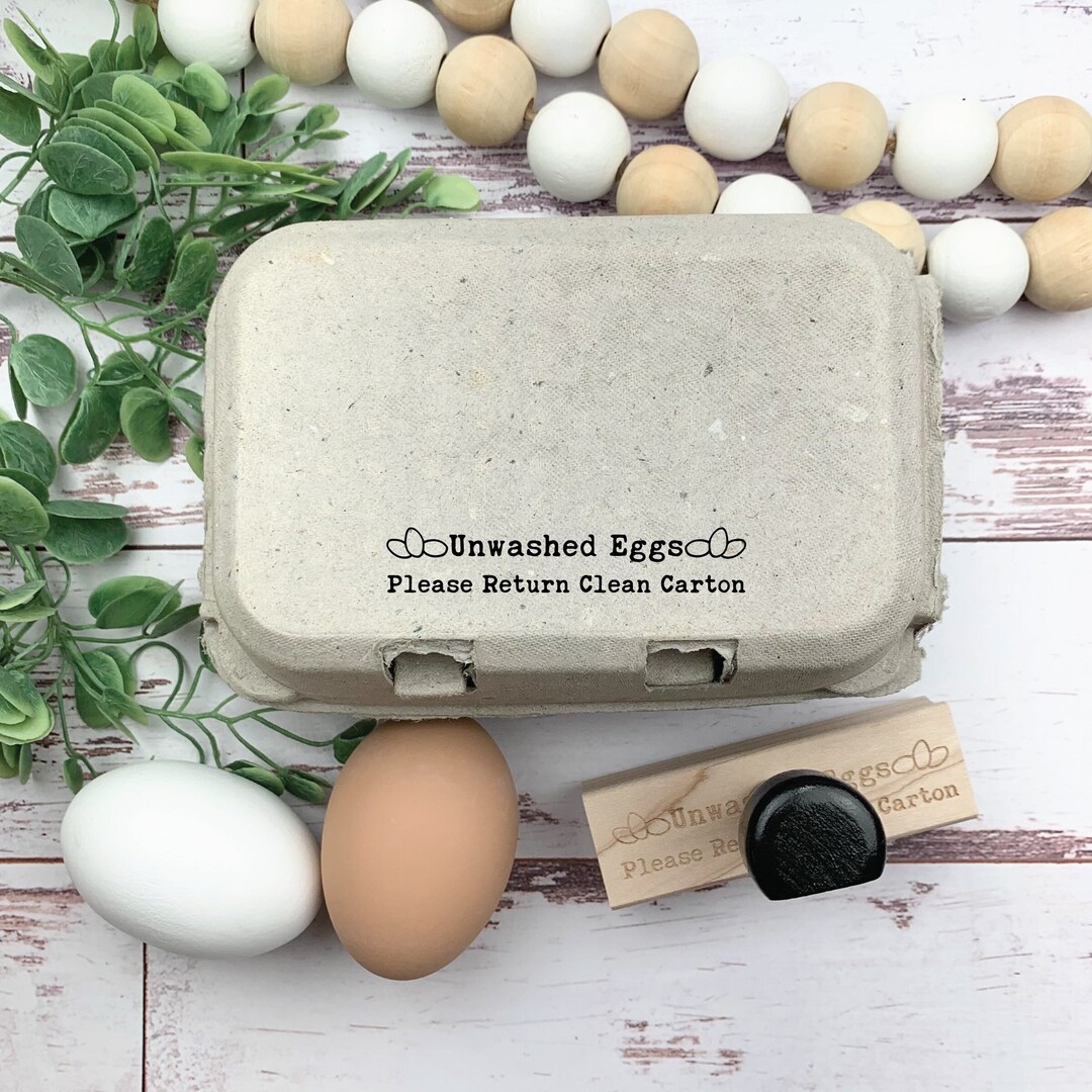 Unwashed Eggs - Please Return Carton - Rubber Stamp - Etsy