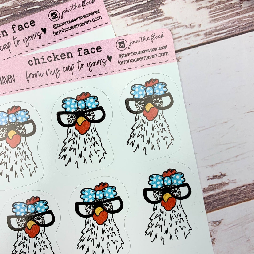 Funny Chicken Face With Glasses Stickers - Egg Carton Stickers ...
