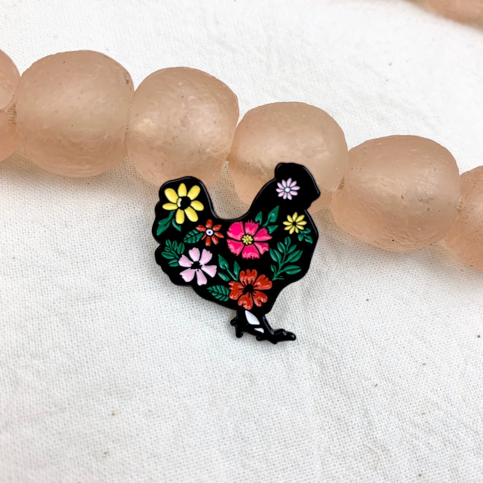 Enamel Chicken Pin Cute Chicken Pin Flower Chick Farm - Etsy