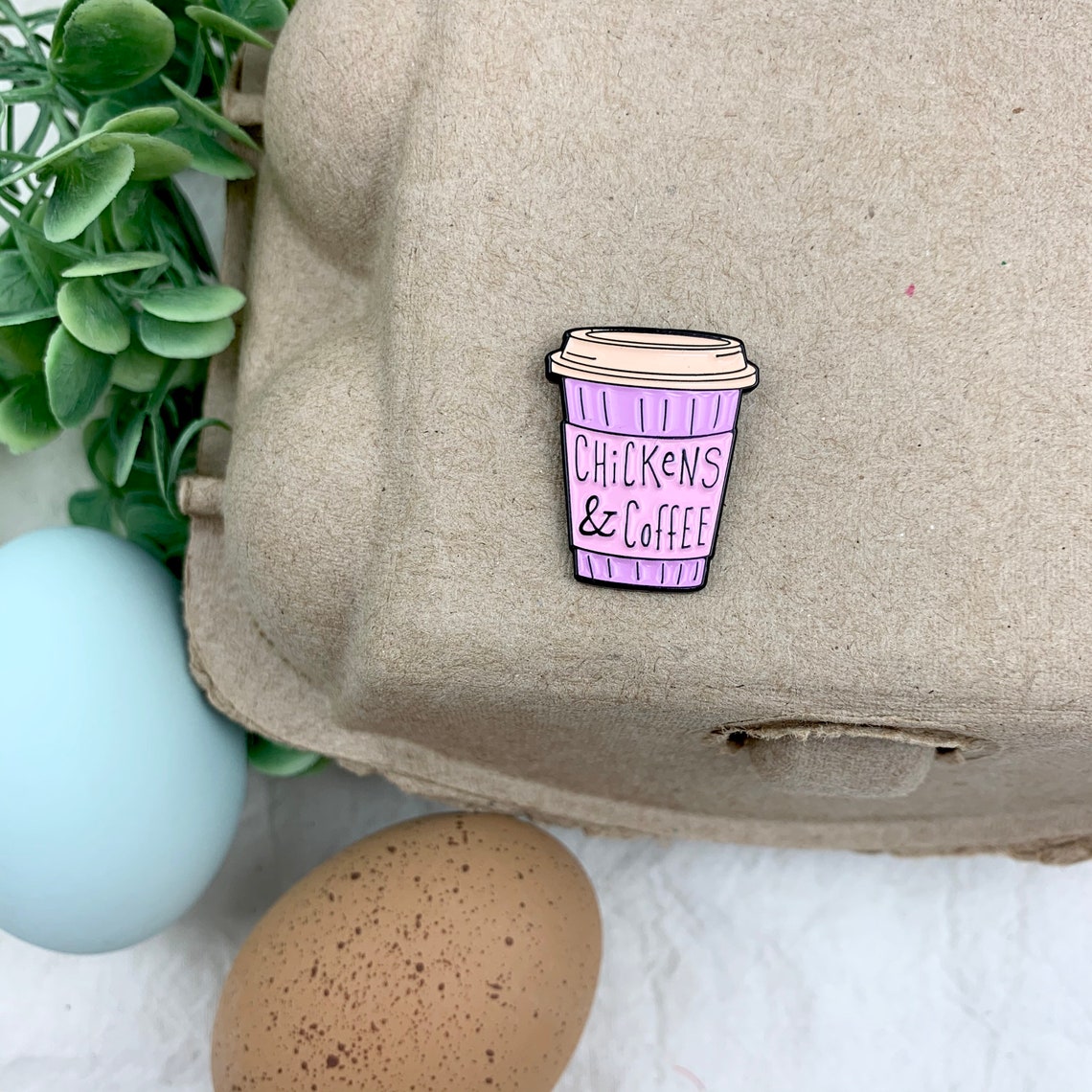 Enamel Chicken Pin Cute Chicken Pin Coffee and Chickens | Etsy