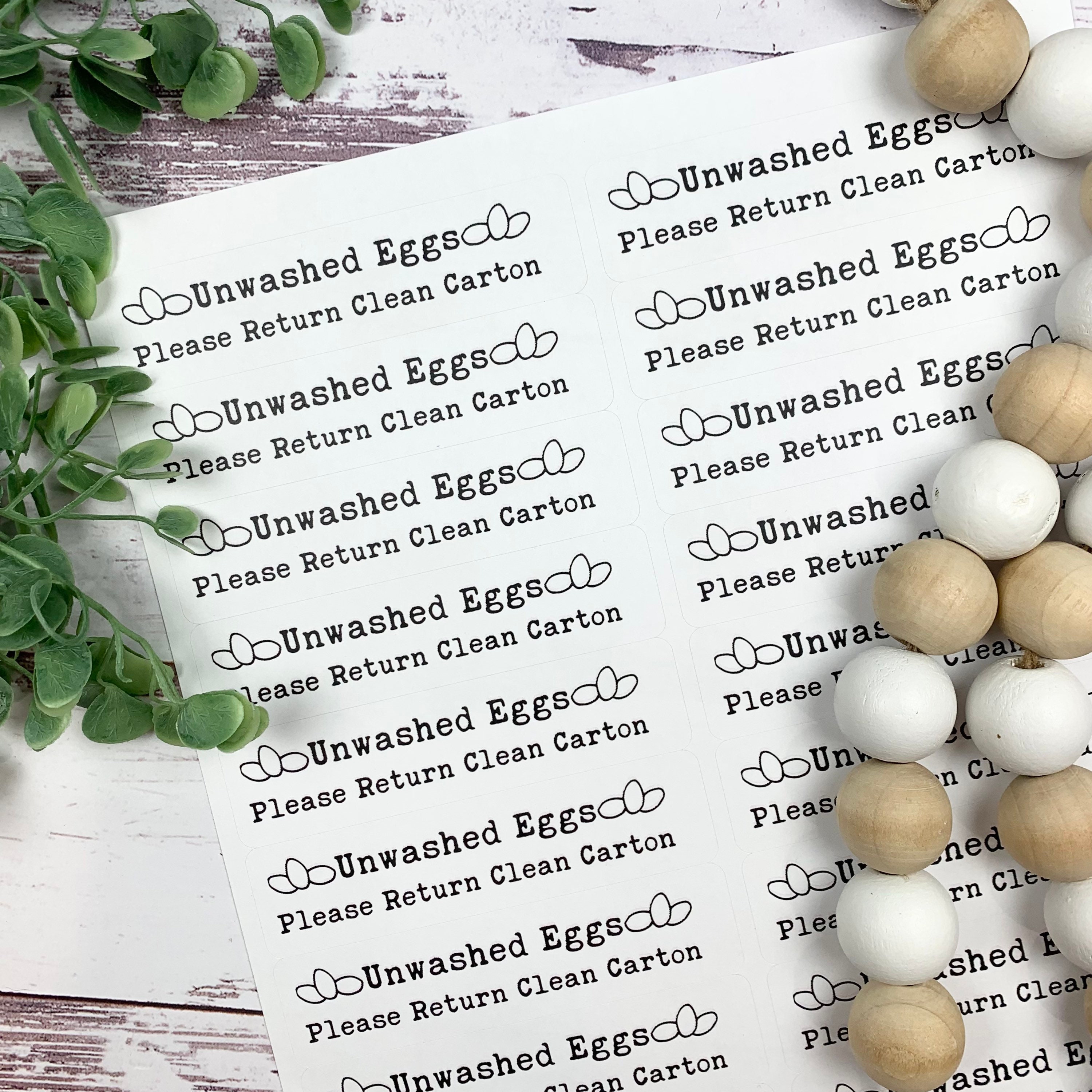 60 Unwashed Washed Egg Carton Stickers Egg Carton Stickers - Etsy