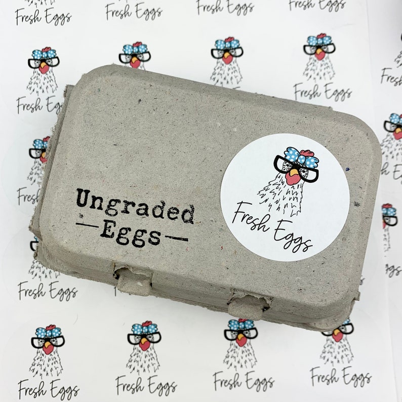 Egg Carton Stickers Funny Chicken Face Fresh Eggs Egg - Etsy