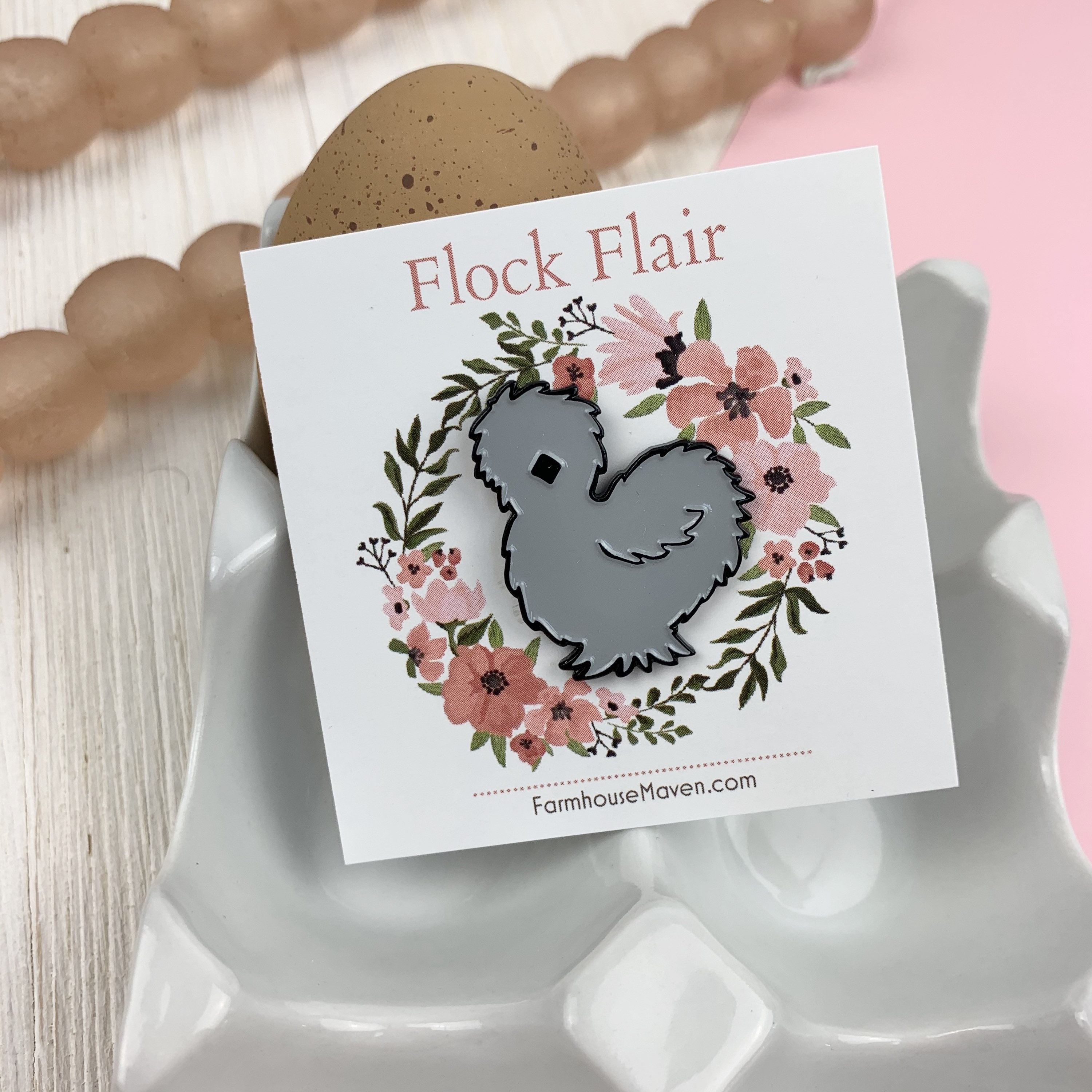 Enamel Chicken Pin Cute Chicken Pin Gray Silkie Chicken | Etsy