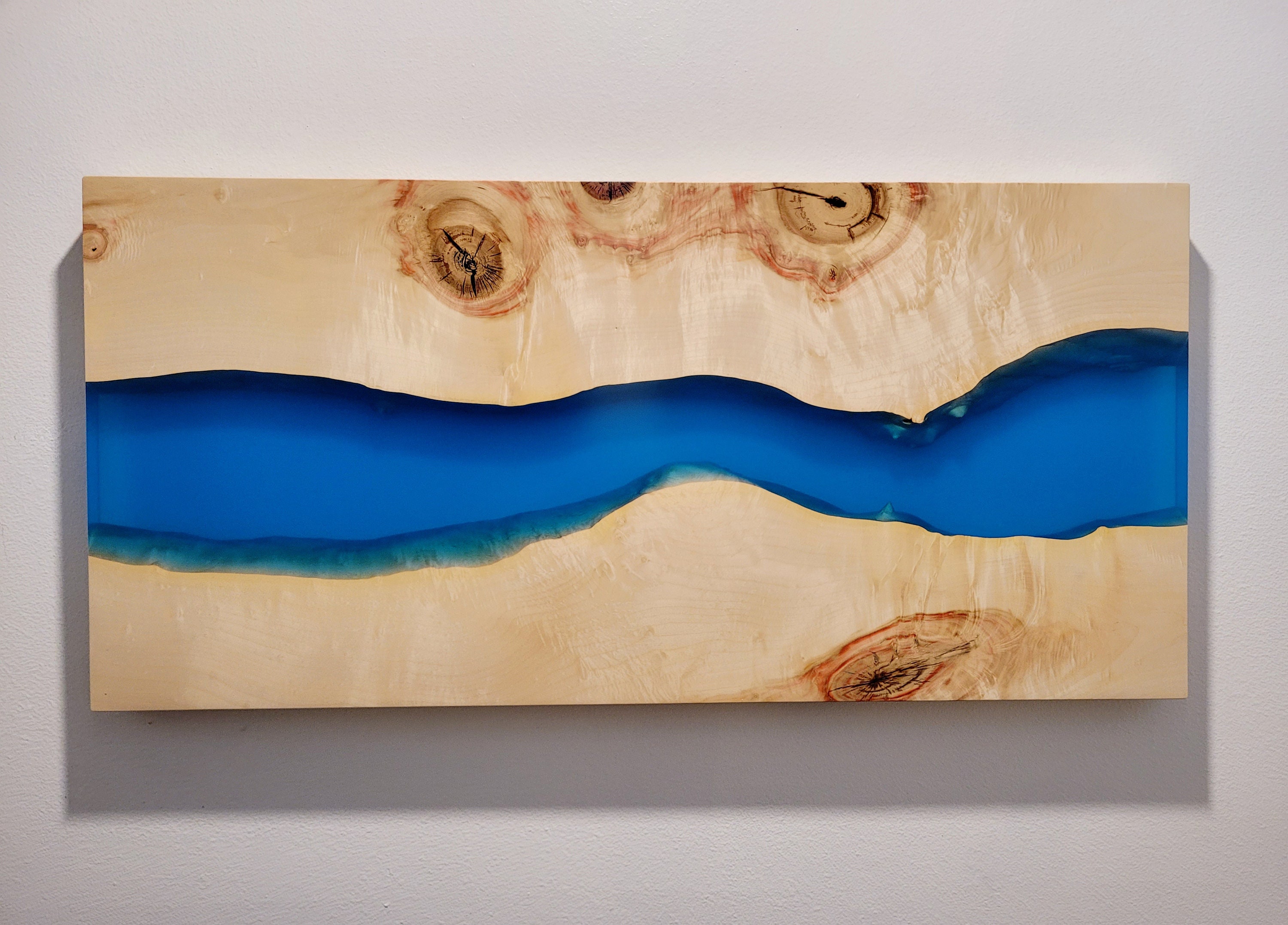 Live Edge Box Elder Wood and Transparent Blue Epoxy River Wall - Etsy