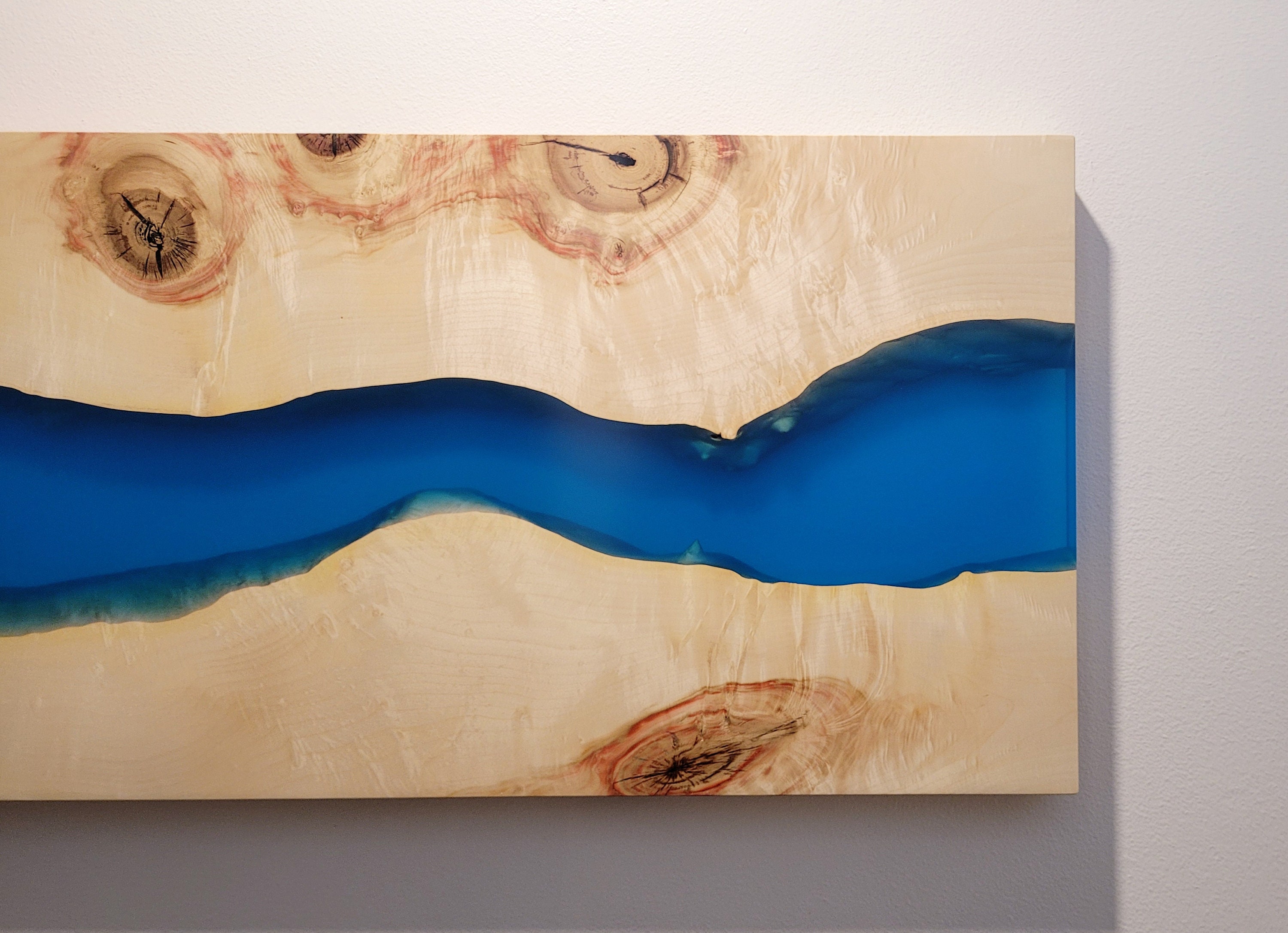Live Edge Box Elder Wood and Transparent Blue Epoxy River Wall - Etsy