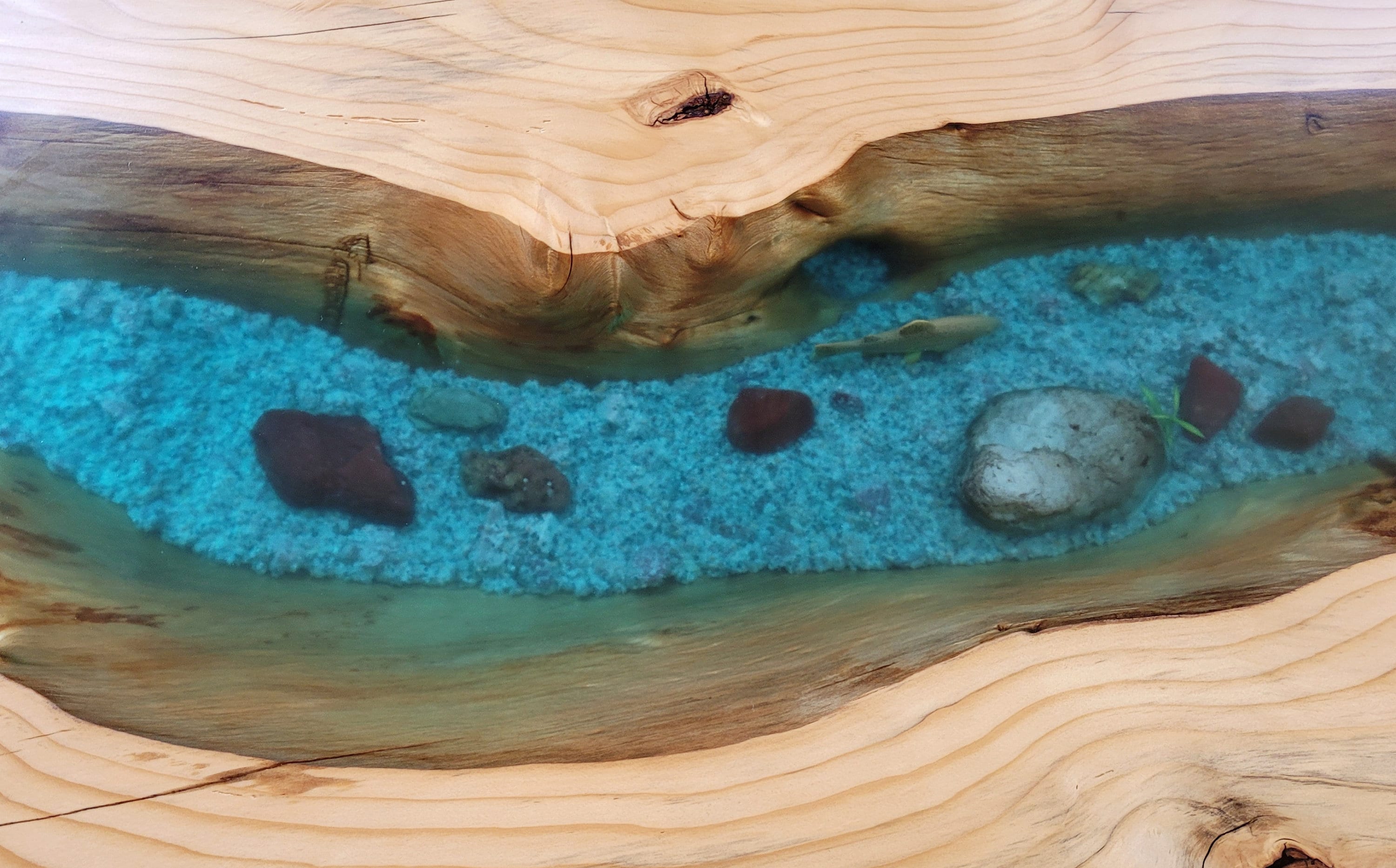 SOLD Live Edge Epoxy River Coffee Table With Realistic Trout Scene ...
