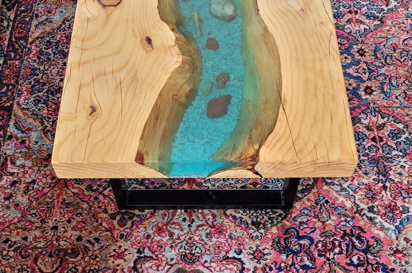 SOLD - Live Edge Epoxy River Coffee Table With Realistic Trout Scene ...