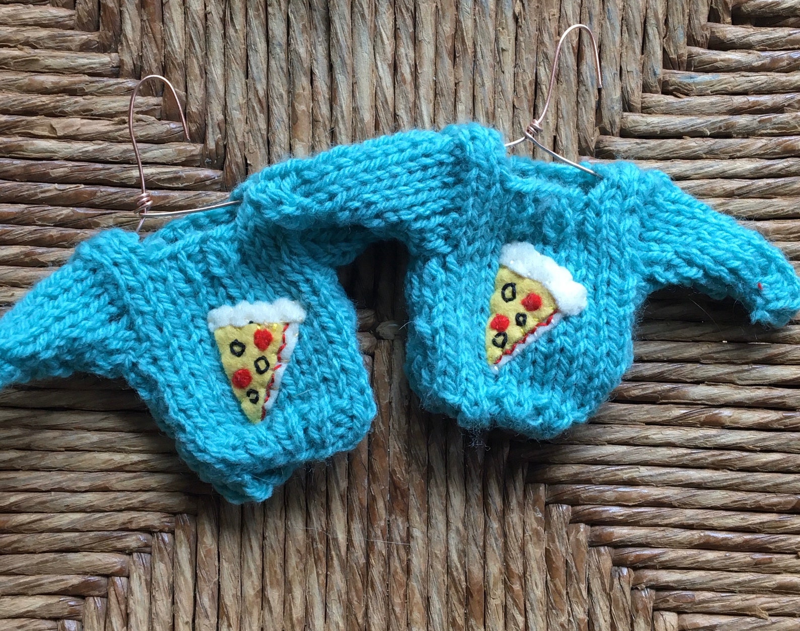 Custom Pizza Ornament, Hand-knit Mini Sweater Ornament W Slice of Pizza ...