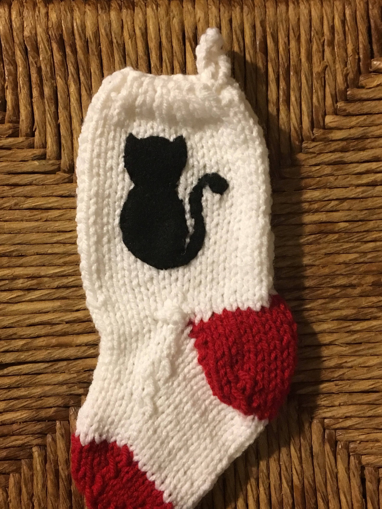 Knit Christmas Stocking, Black Cat Silhouette, Handmade to Order - Etsy